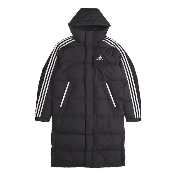 Adidas 3-stripes Hooded Down Coat - Black