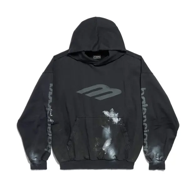 Balenciaga 3b Stencil Hoodie - Black