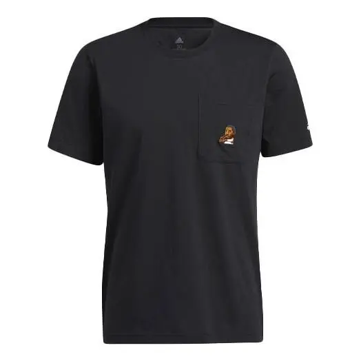 Adidas Dame Avatar Pkt Lillard Basketball Sports Pocket Loose Round Neck Short Sleeve - Black