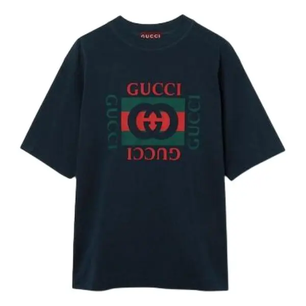 Gucci Cotton Jersey T-shirt With Print - Navy