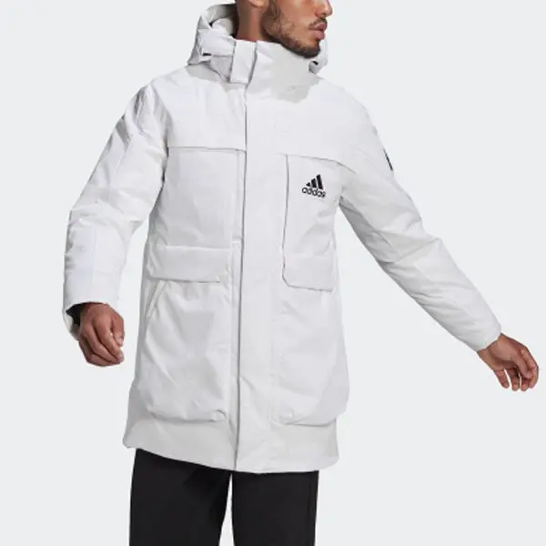 Adidas Full-length Zipper Down Jacket With Multiple Pockets