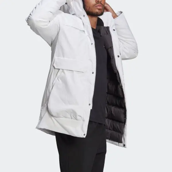 Adidas Full-length Zipper Down Jacket With Multiple Pockets