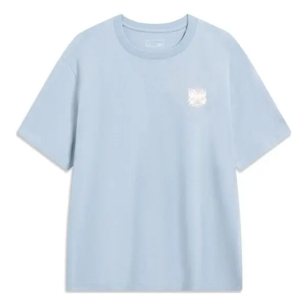 LI-NING Chinese Culture Butterfly Graphic T-shirt 'light Blue - Light Blue/white