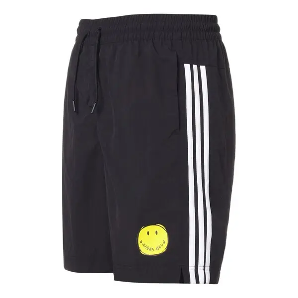 Adidas Neo M Smly Shorts Smiling Face Printing Stripe Sports - Black