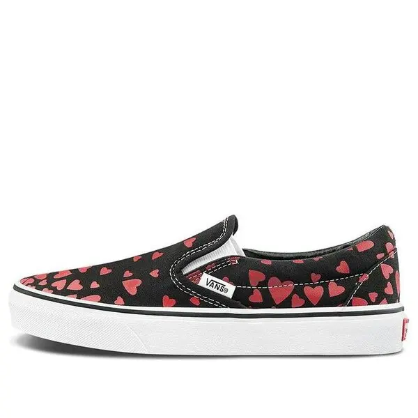 VANS Classic Slip-on Sneakers With Valentine's Hearts Print - Red/black