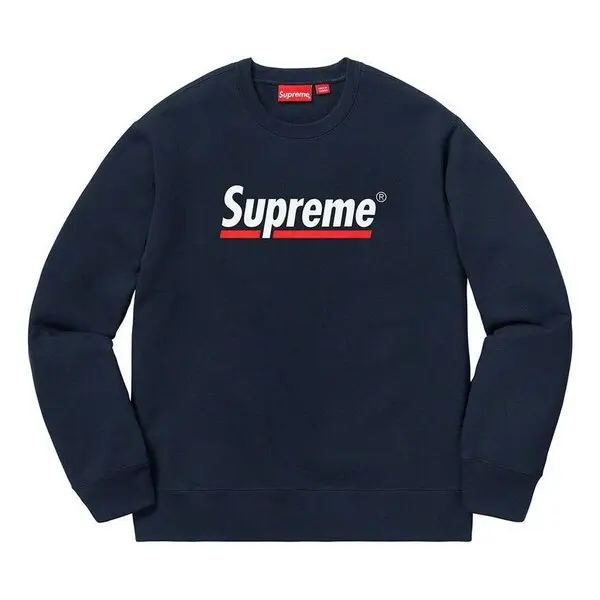 Supreme Underline Crewneck - Navy/white