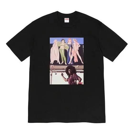 Supreme Fw19 Week 7 American Picture Tee Usa Photo Printing Short Sleeve - Black