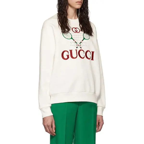 Gucci Cotton Tennis Racket Print Sweatshirt