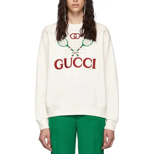 Gucci Cotton Tennis Racket Print Sweatshirt