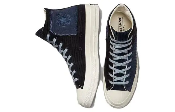 CONVERSE Chuck 70 Hi Upcycled Corduroy Sneakers - Black/navy/egret