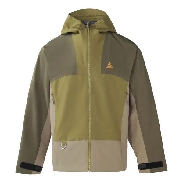 Nike X Splicing Long Sleeves Hooded Jacket Autumn Olive Green - Default Color