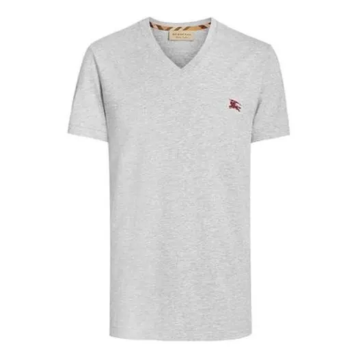 Burberry V Neck Knit Pullover Short Sleeve Gray - Grey