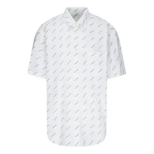 Balenciaga All Over Logo Shirt 'white Black - White/black