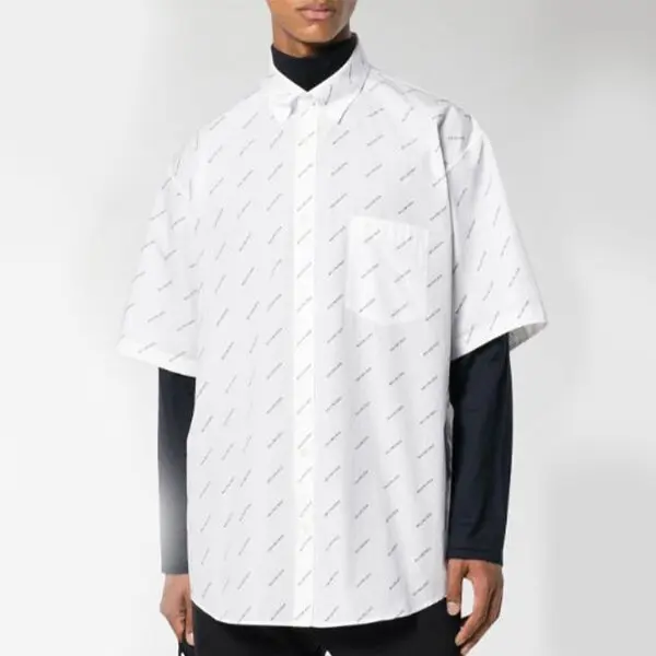 Balenciaga All Over Logo Shirt 'white Black - White/black
