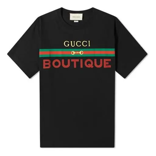 Gucci Boutique Printing Loose Short Sleeve - Black