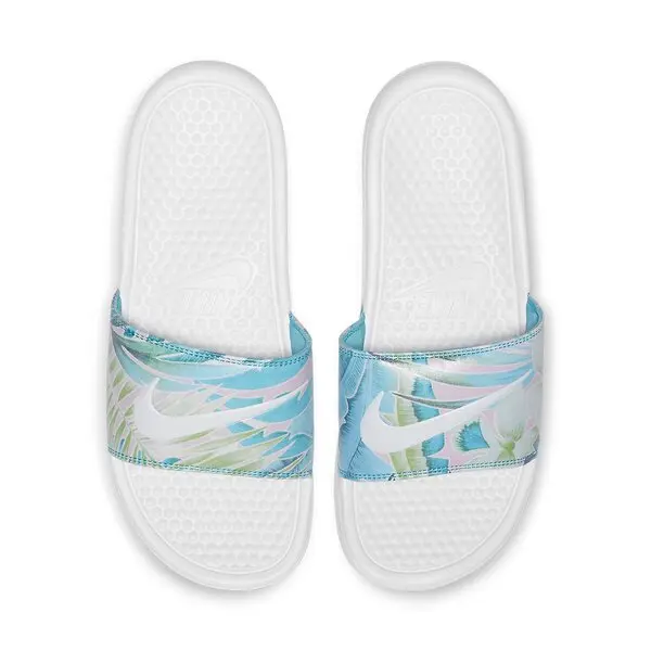 Nike Benassi Jdi Floral Slides - White/blue