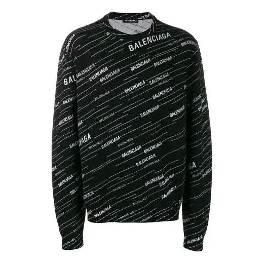 Balenciaga Jacquard Logo Crewneck Sweater - Black/white