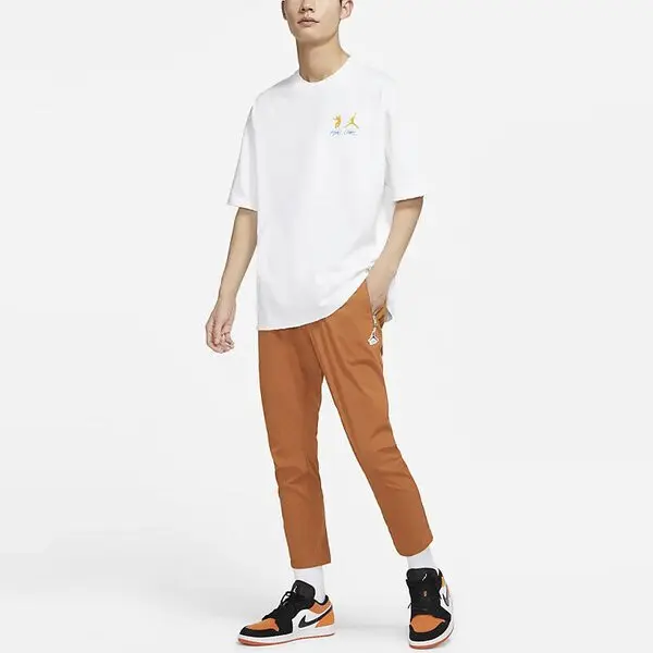 JORDAN Statement Essentials Solid Color Straight-leg Casual Pants/trousers Green Copper