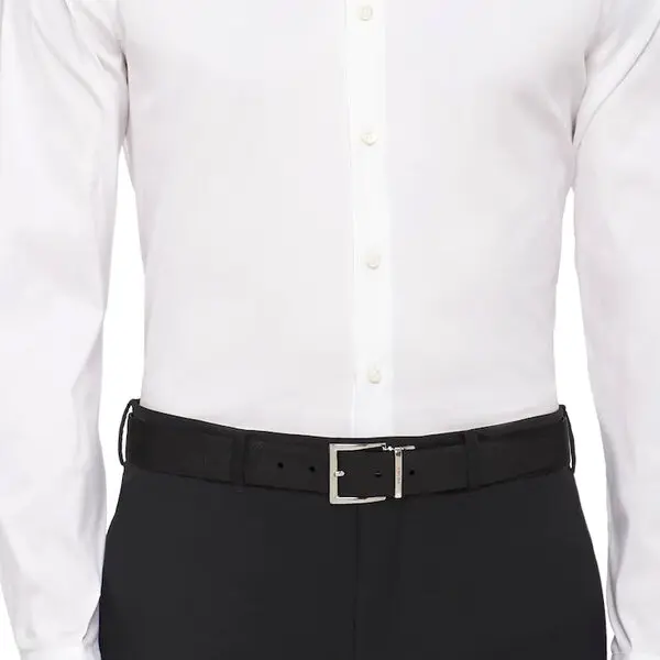 Prada Saffiano Leather Reversible Belt - Black/baltic Blue