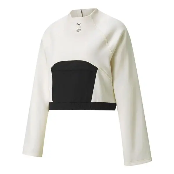 PUMA Train First Mile Mock Neck Long Sleeve Pullover - White/black