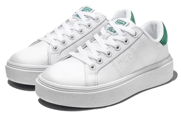 FILA Court Plumpy Low Top Platform Sneakers - White/green