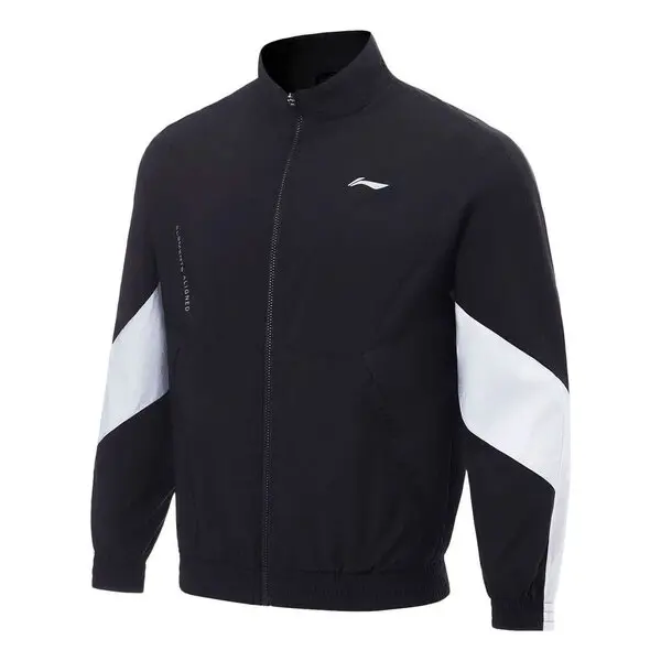 LI-NING Logo Color Block Training Waterproof Jacket - Black/white