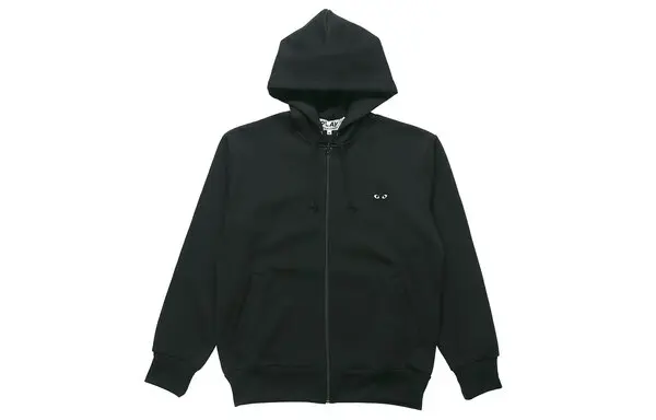 Play Comme Des Garcon Zip Up Hoodie With Heart Logo - Black
