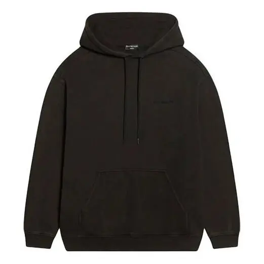 Balenciaga Logo Hoodie - Washed Black