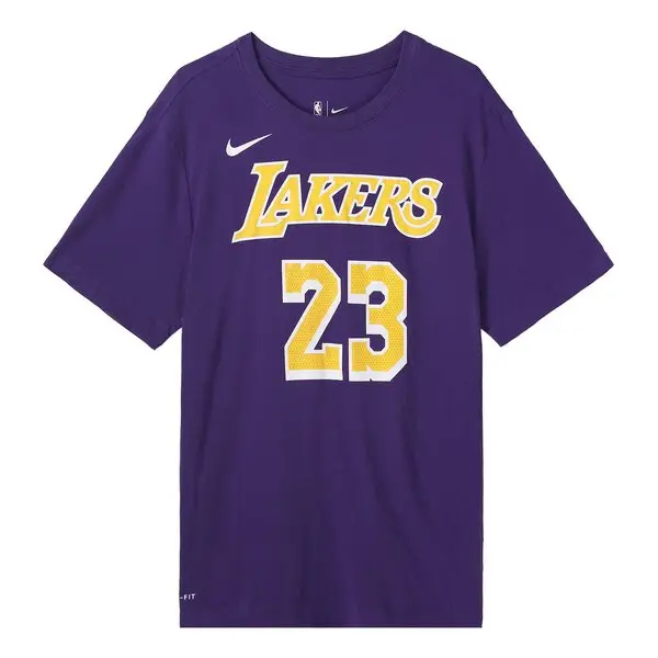 Nike Dri-fit Los Angeles Lakers Lebron James "23" Short Sleeve Tee - Purple