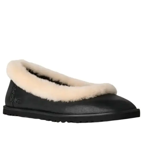 UGG Zora Leather Ballet Flat - Black