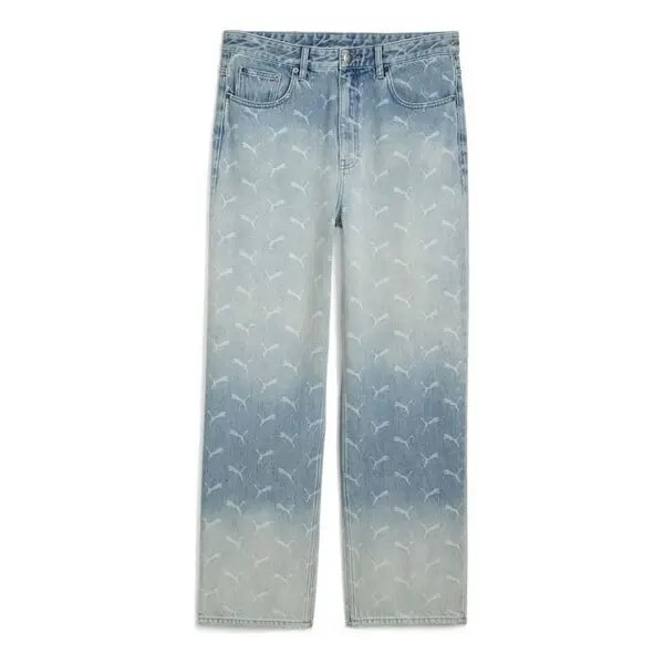 PUMA X A$ap Rocky Laser Monogram Denim Jeans - Faded Denim/aop