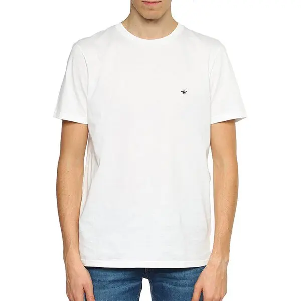 Dior Black Bee Embroidered Short Sleeve T-shirt - White
