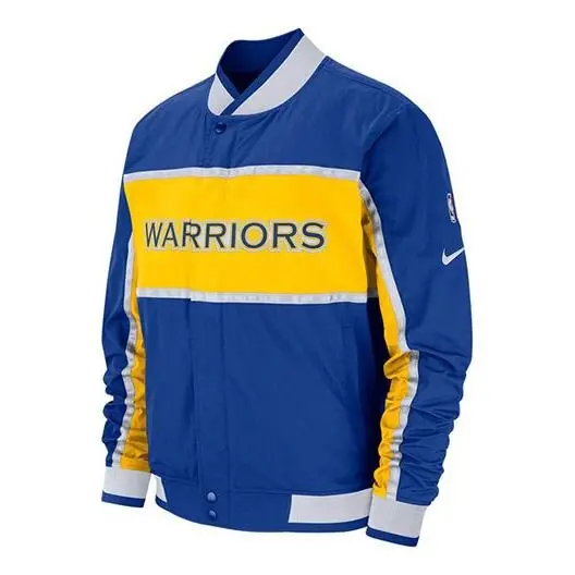 Nike Golden State Warriors Colorblock Bomber Jacket - Blue