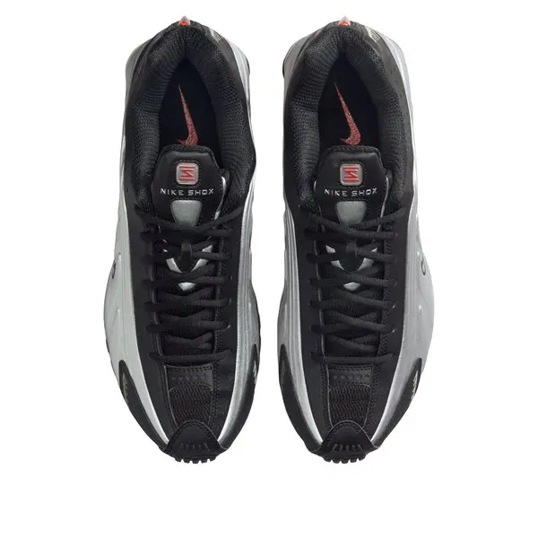 Nike Shox R4 Metallic Silver Red Sneakers - Metallic Silver/red