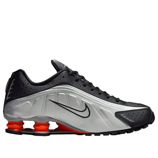 Nike Shox R4 Metallic Silver Red Sneakers - Metallic Silver/red