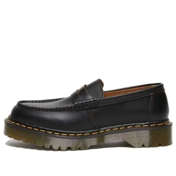 Dr. Martens Penton Bex Loafers With Yellow Stitch Detail - Black