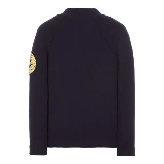 Stone Island Zip-up Sweater With Emblem - Black