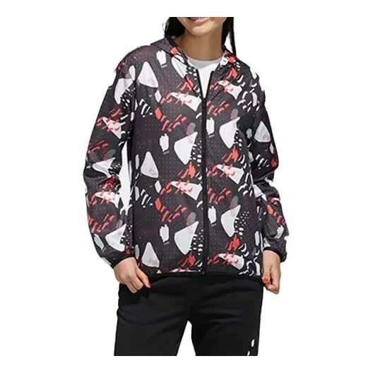 Adidas Neo Printed Hooded Jacket - Black