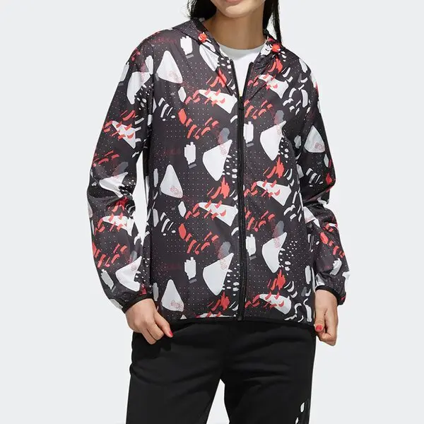 Adidas Neo Printed Hooded Jacket - Black