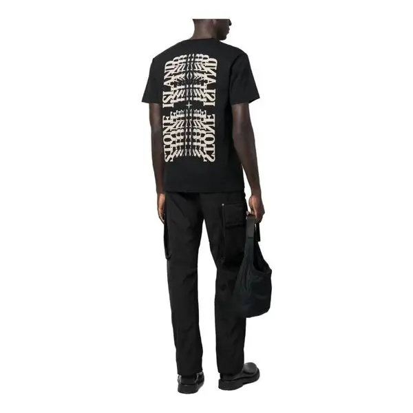 Stone Island Crewneck Street Style T-shirts - Black
