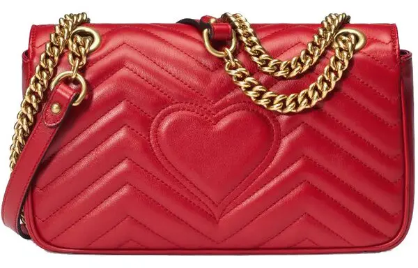 Gucci Gg Marmont Small Matelasse Shoulder Bag - Red