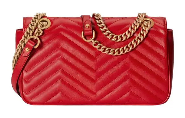 Gucci Gg Marmont Small Matelasse Shoulder Bag - Red