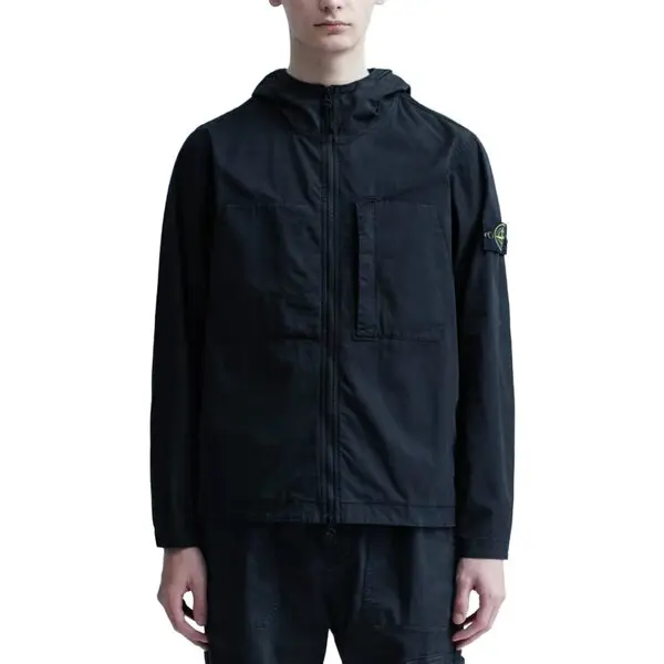 Stone Island Supima Cotton Twill Stretch Hooded Jacket - Navy