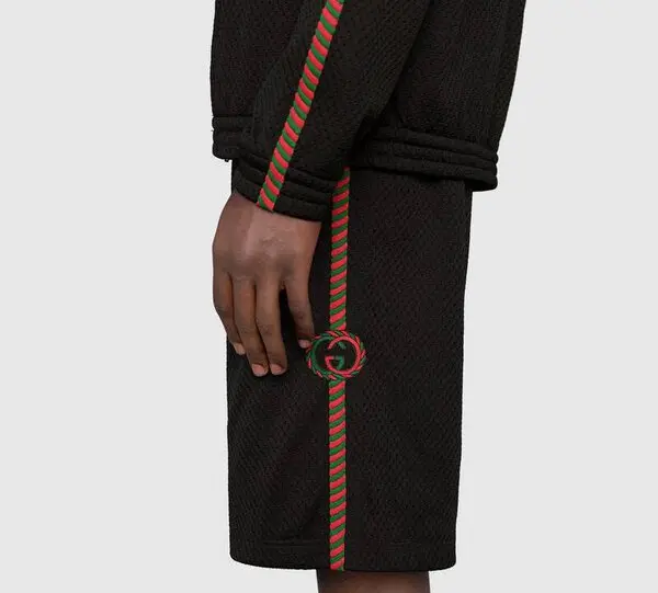 Gucci Side Mesh Shorts With Striped Trim And Logo Detail