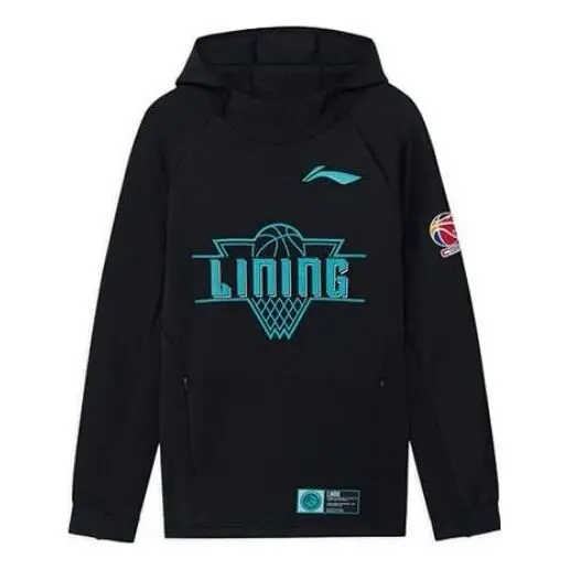 LI-NING Cba Basketball Series Alphabet Printing Hoodie - Black