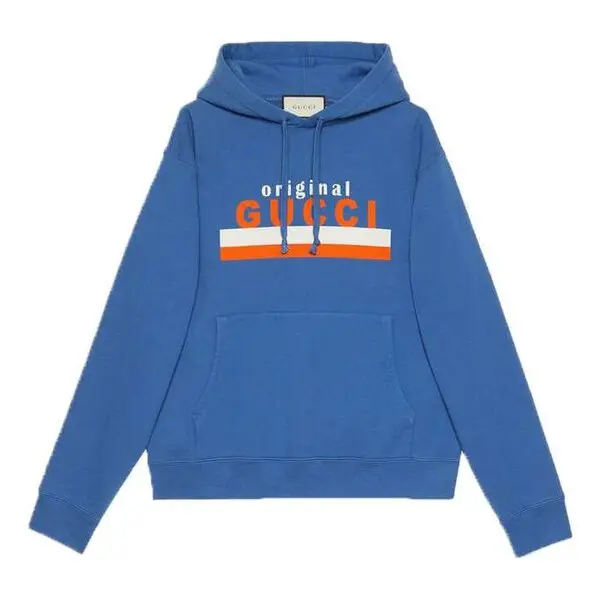Gucci Original Printing Logo Hooded Long Sleeve Sweatshirt - Blue