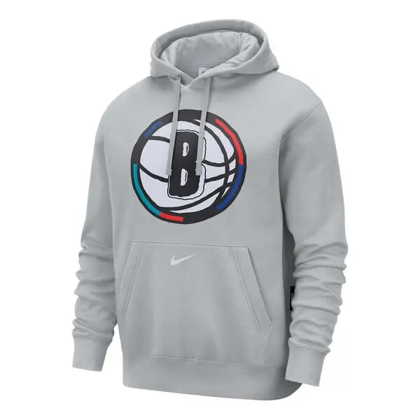 Nike Nba Brooklyn Nets Fleece Pullover Hoodie - Flat Silver/white