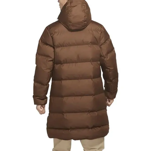 Nike Hooded Puffer Long Coat 'brown