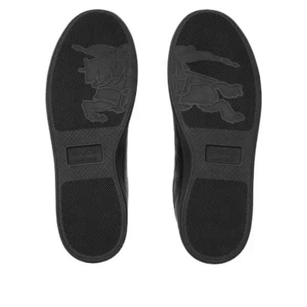 Burberry 26 Embossed Check Leather Set Sneakers - Black