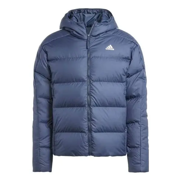 Adidas Midweight Down Hooded Jacket - Blue